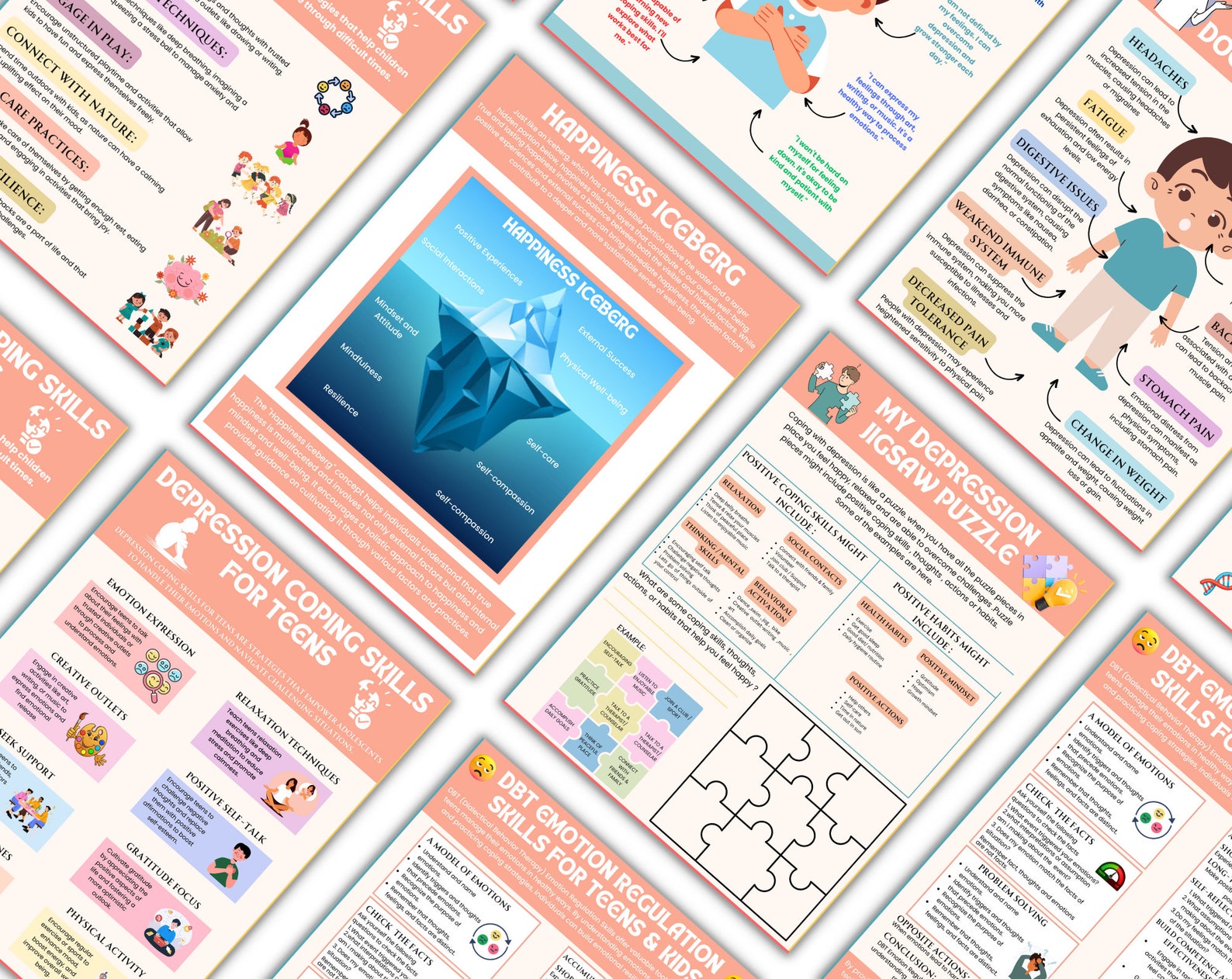 Depression Coping Skills Handout Bundle for Kids & Teens (10pages ...