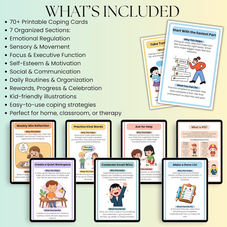 ADHD Coping Cards for Kids and Teens | SEL & Executive Function Skills ...