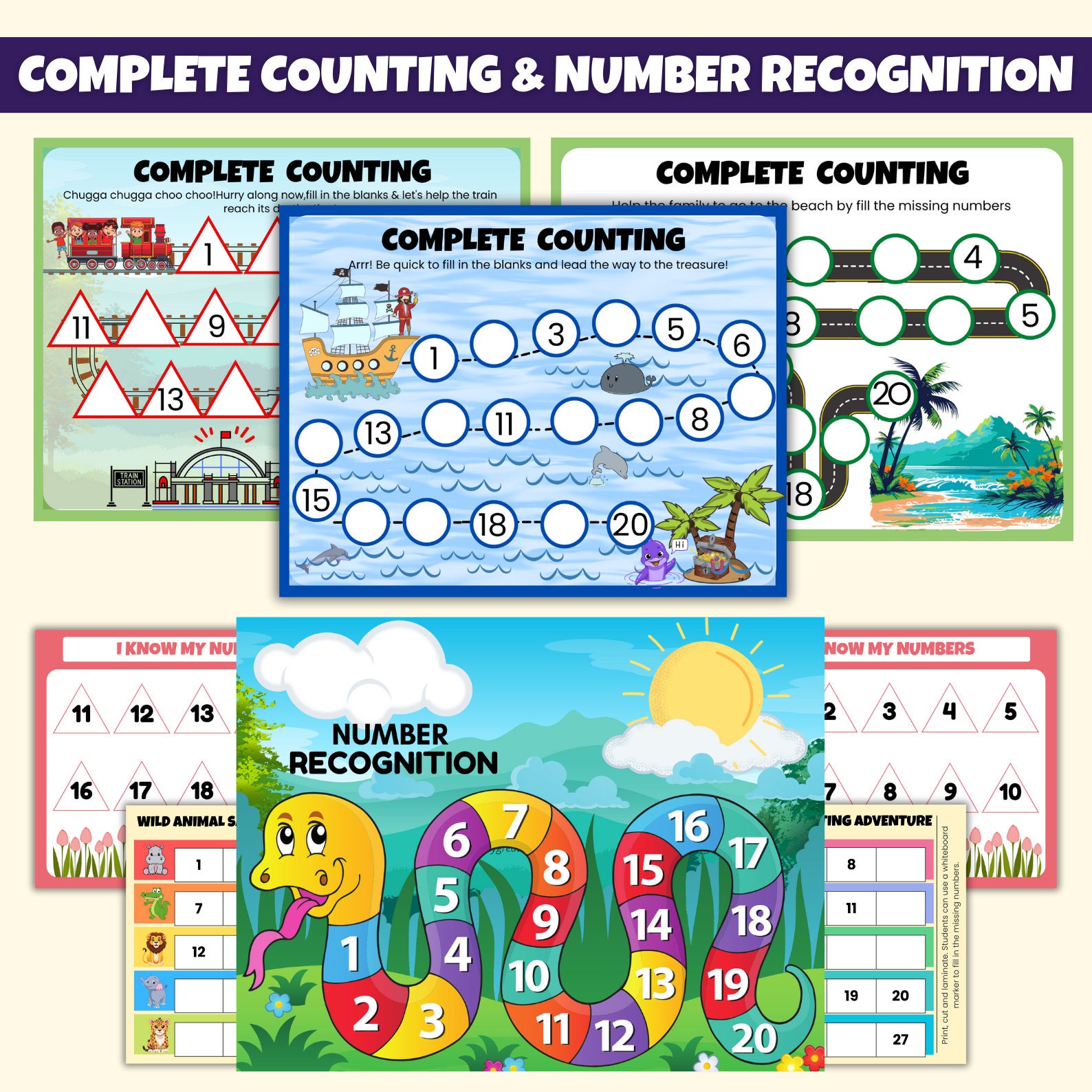 Preschool Number Learning Binder Kindergarten Worksheets Pre-k ...