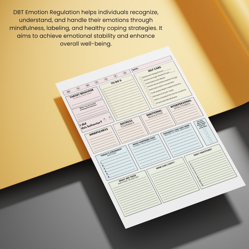 DBT Emotion Regulation Tracker | Regulation Worksheets | DBT Worksheets ...