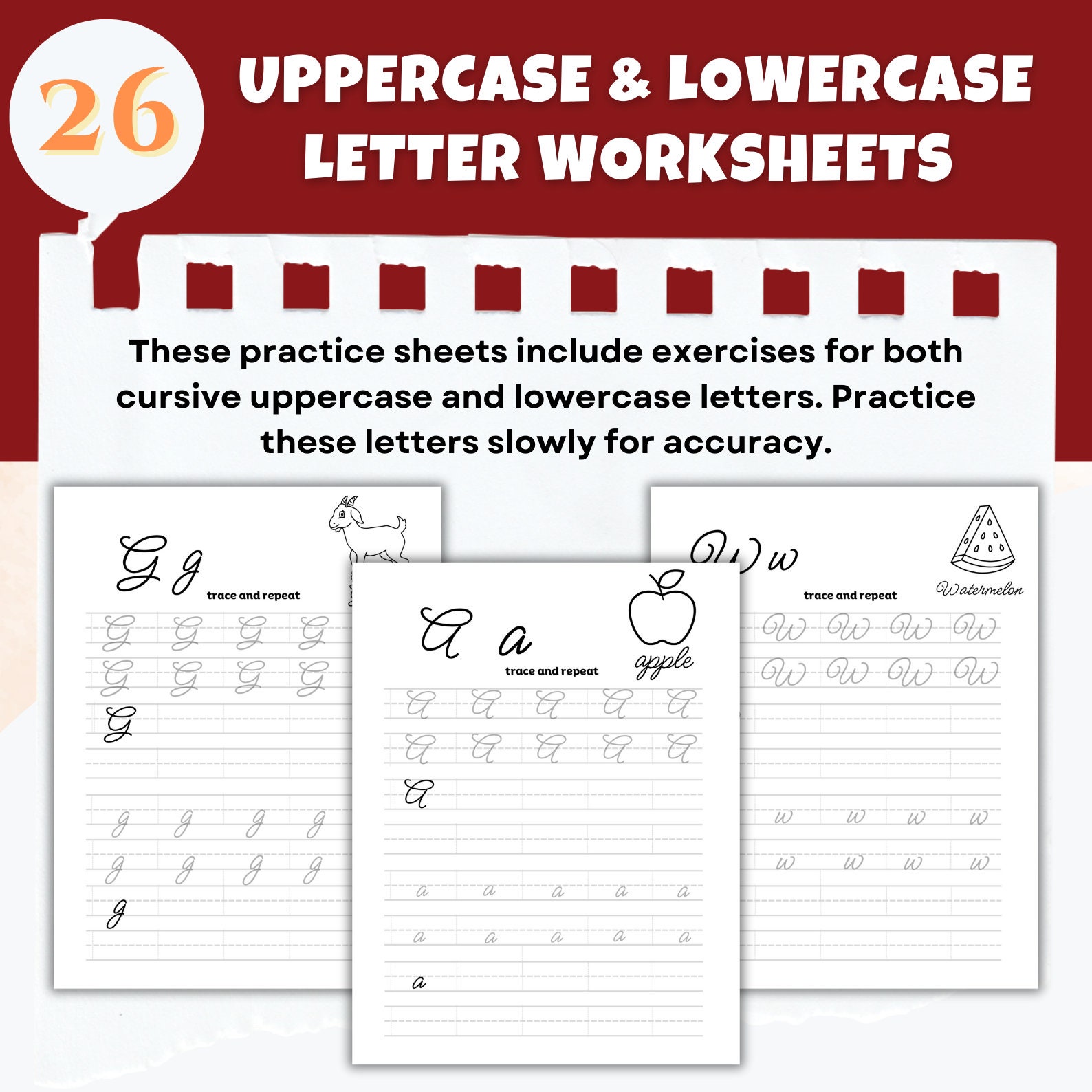 Cursive Handwriting Bundle 100 Pages | Handwriting Book | Practice ...