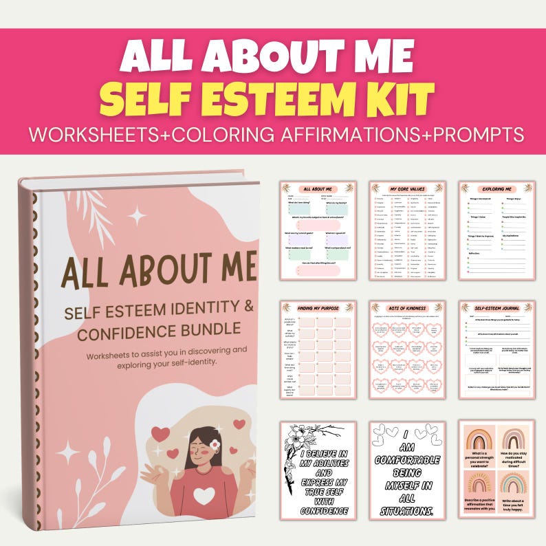 Self Worth Mega Bundle 300+ Sheets, Self Workbook, US Letter, Self ...