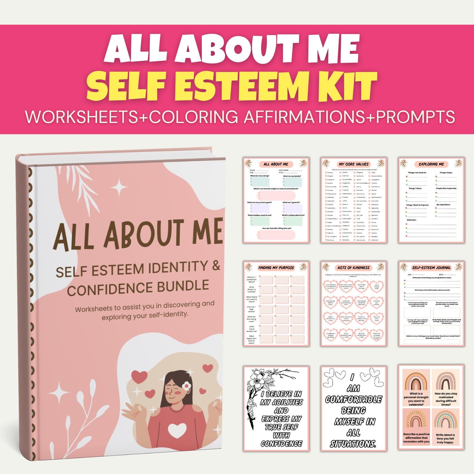 Self Worth Mega Bundle 300+ Sheets, Self Workbook, US Letter, Self ...