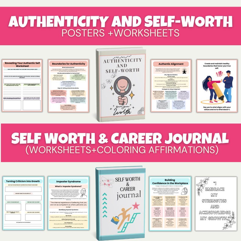 Self Worth Mega Bundle 300+ Sheets, Self Workbook, US Letter, Self ...