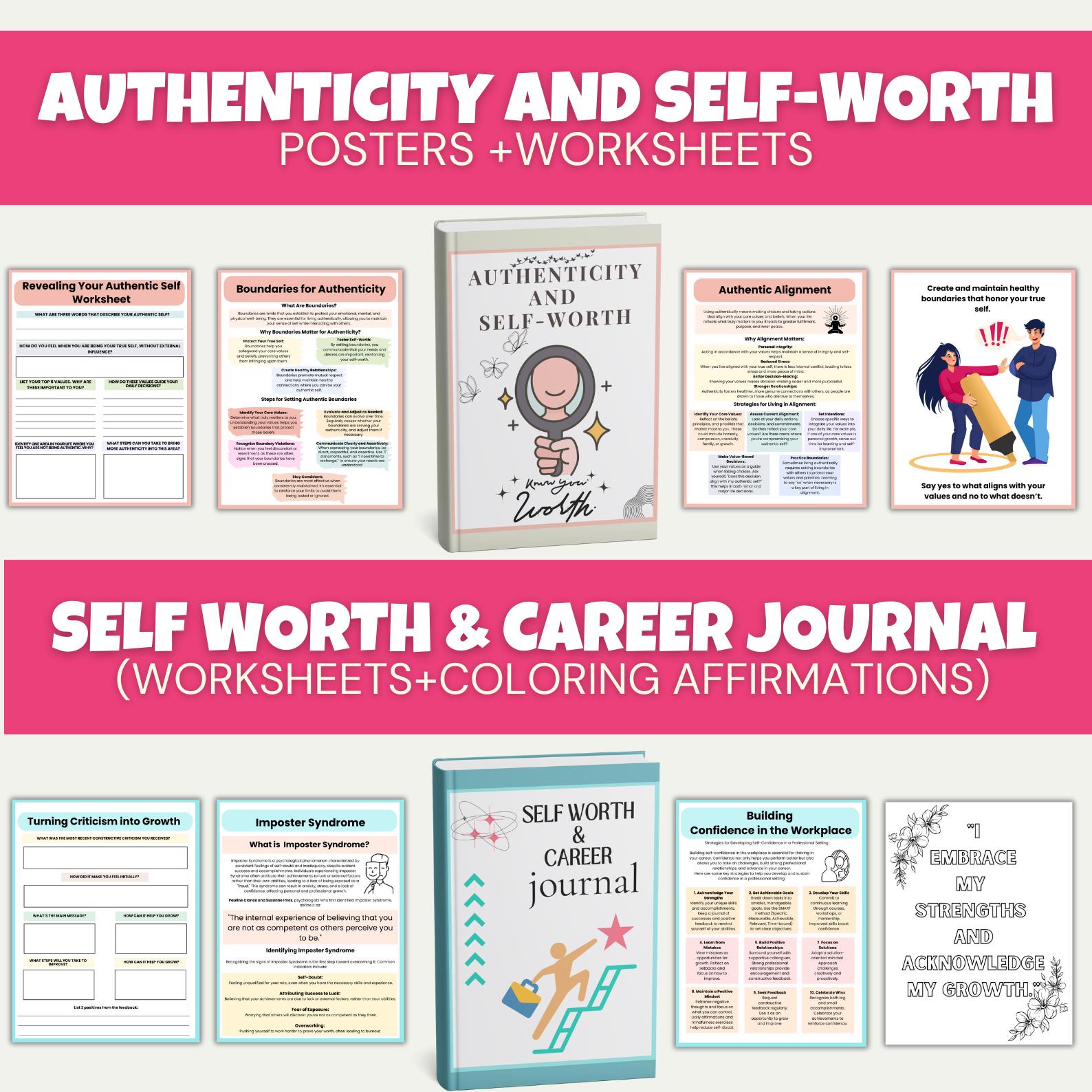 Self Worth Mega Bundle 300+ Sheets, Self Workbook, US Letter, Self ...