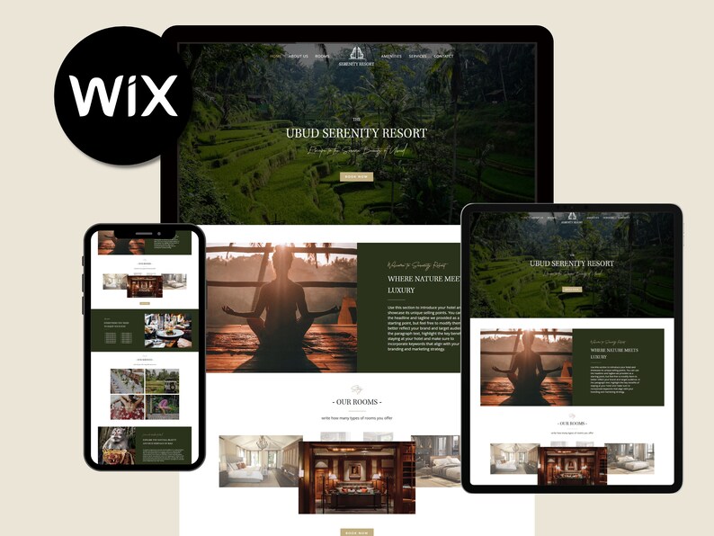 Wix Hotel Website Template Hotel Template Wix Airbnb Etsy