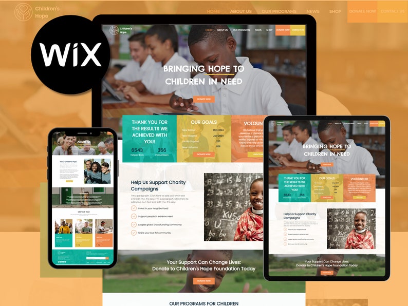 Children's Hope Non-profit Wix Website Template | Customizable NGO ...