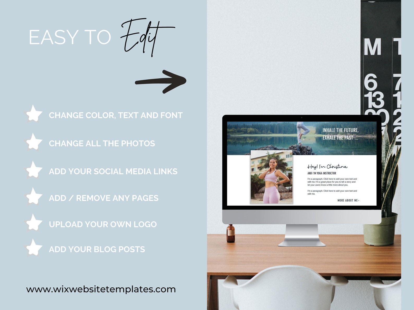 Yoga Website Template Coach Wix Website Template Modern Website Wix ...