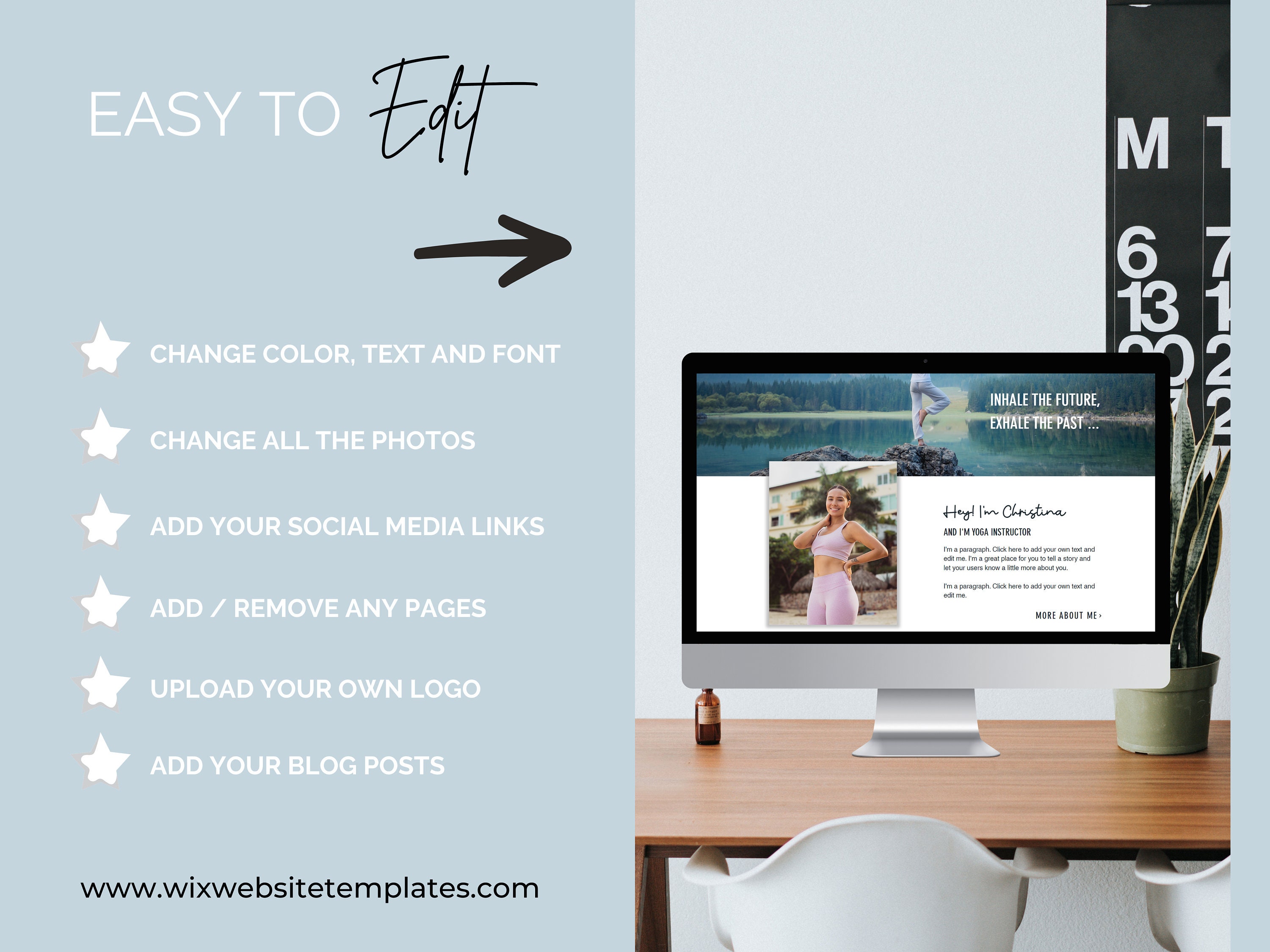 Yoga Website Template Coach Wix Website Template Modern Website Wix ...