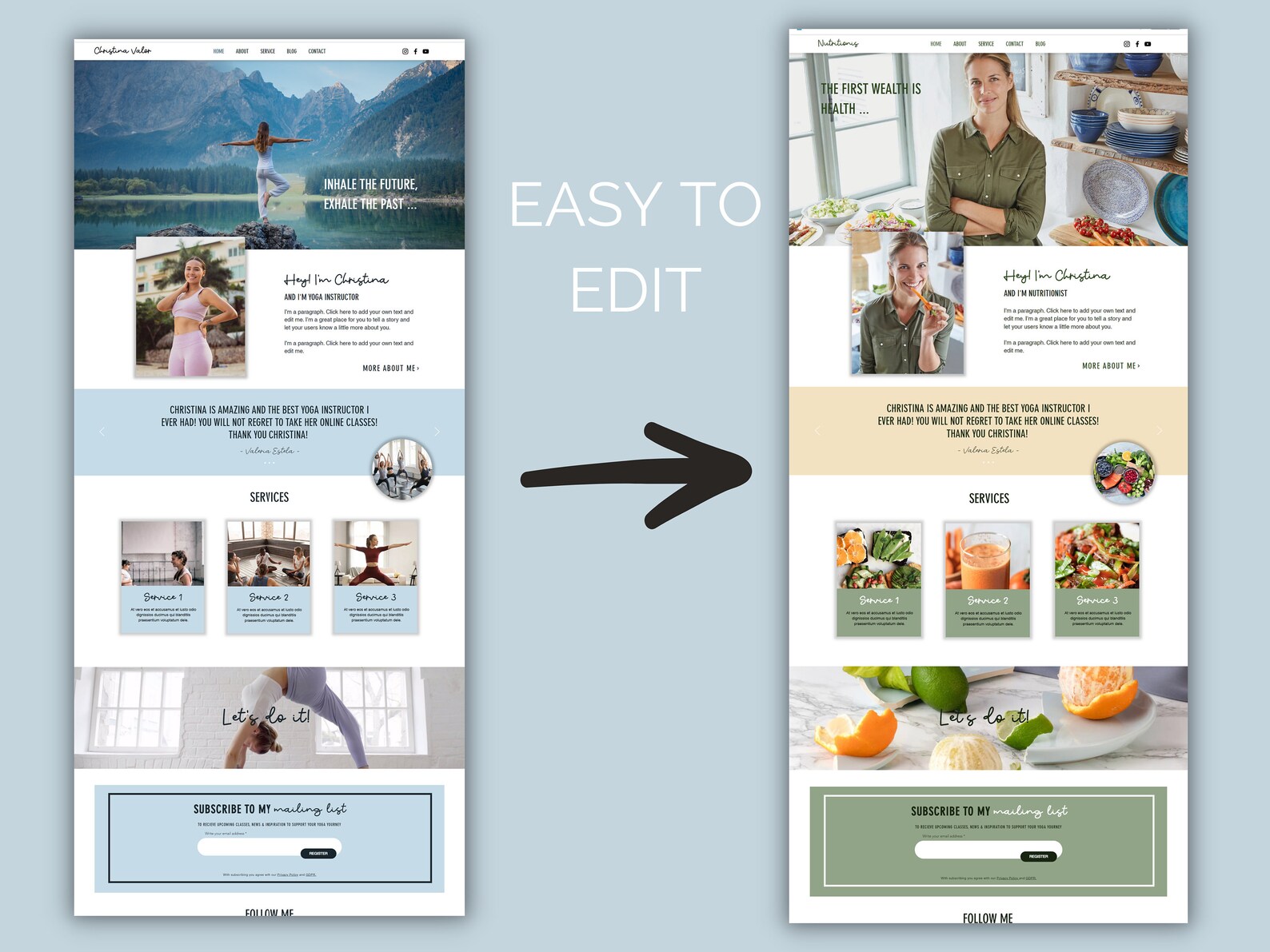 Yoga Website Template Coach Wix Website Template Modern Website Wix ...
