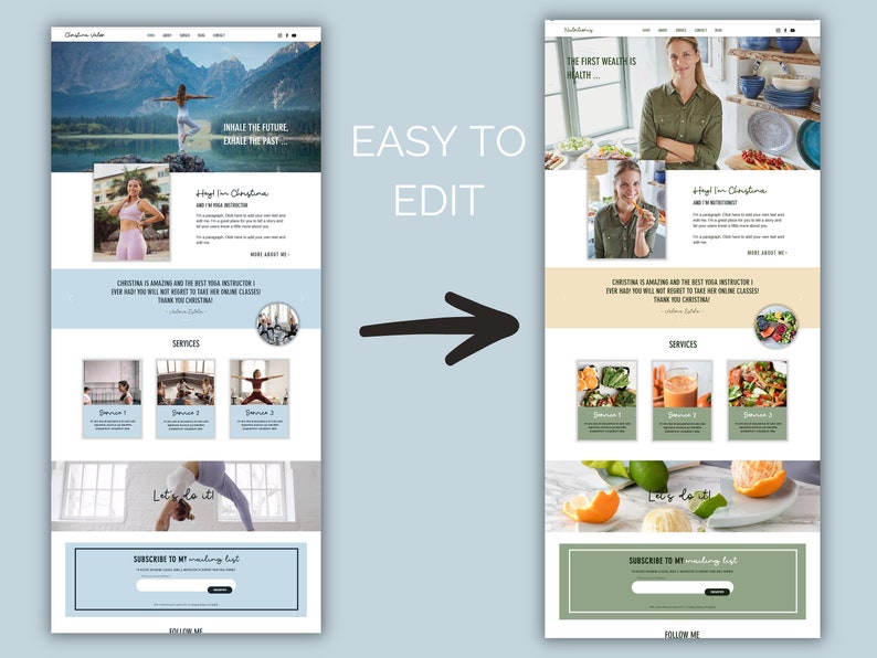 Yoga Website Template Coach Wix Website Template Modern Website Wix ...