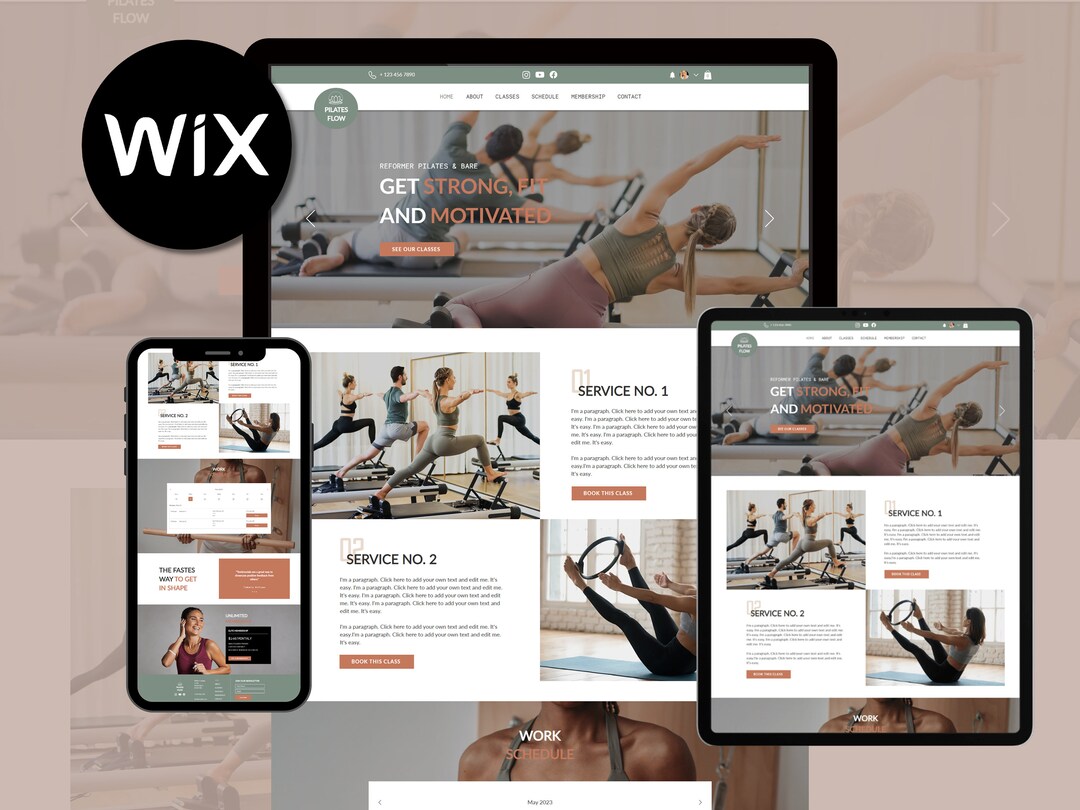 Pilates Flow Wix Website Template: SEO Optimized, Mobile Responsive - Etsy