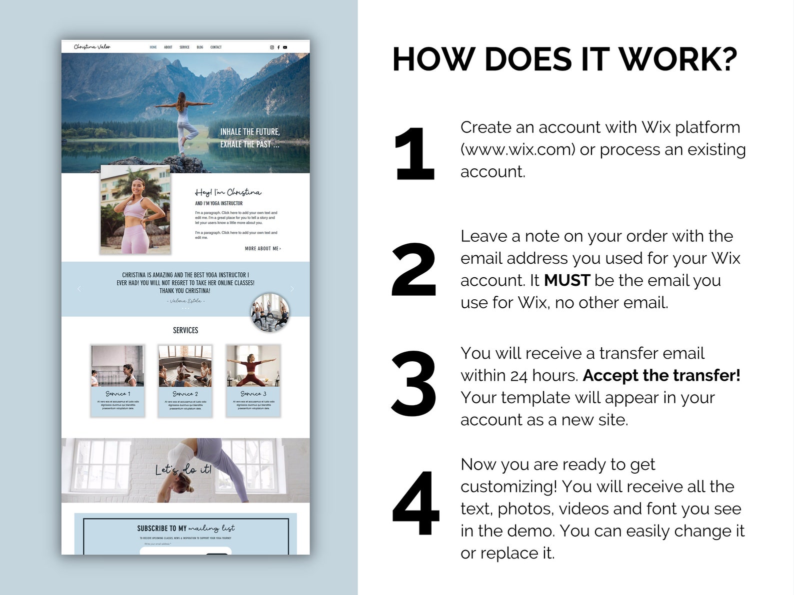 Yoga Website Template Coach Wix Website Template Modern Website Wix ...
