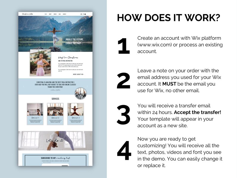 Yoga Website Template Coach Wix Website Template Modern Website Wix ...