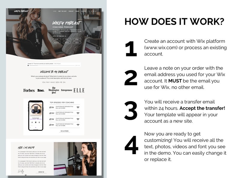 Custom WOLFY PODCAST Wix Website Template | Professional Podcasting ...
