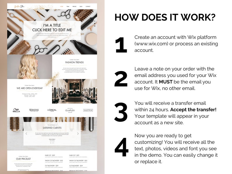 Modern Business Website Template for Hair Salon & Services - Wix ...