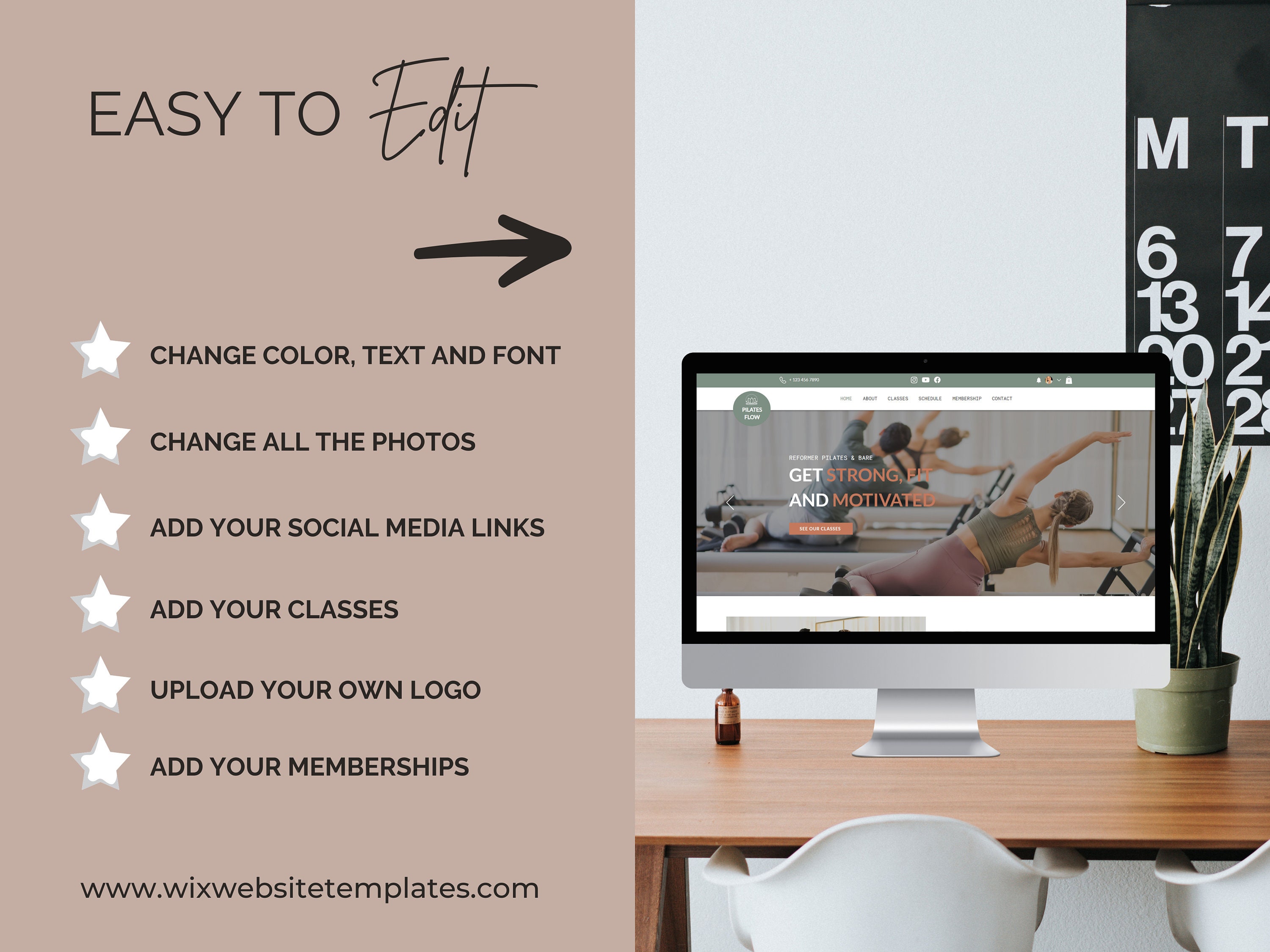 Pilates Flow Wix Website Template: SEO Optimized, Mobile Responsive - Etsy