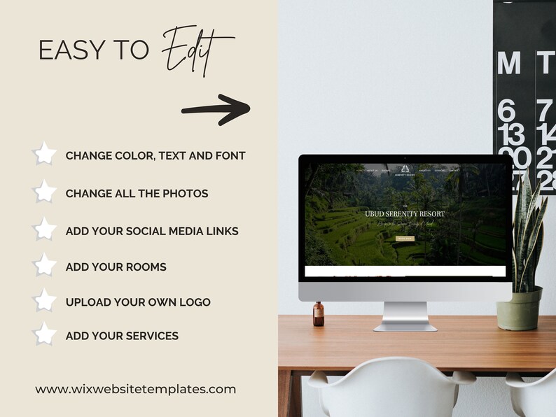 Wix Hotel Website Template Hotel Template Wix Airbnb Etsy