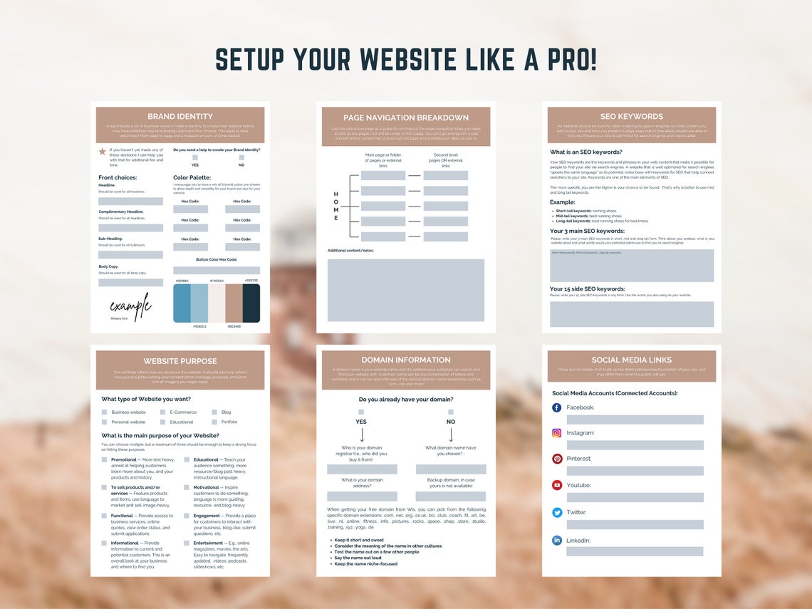 Comprehensive Website Content Planner for Wix, Canva & Showit, Build ...