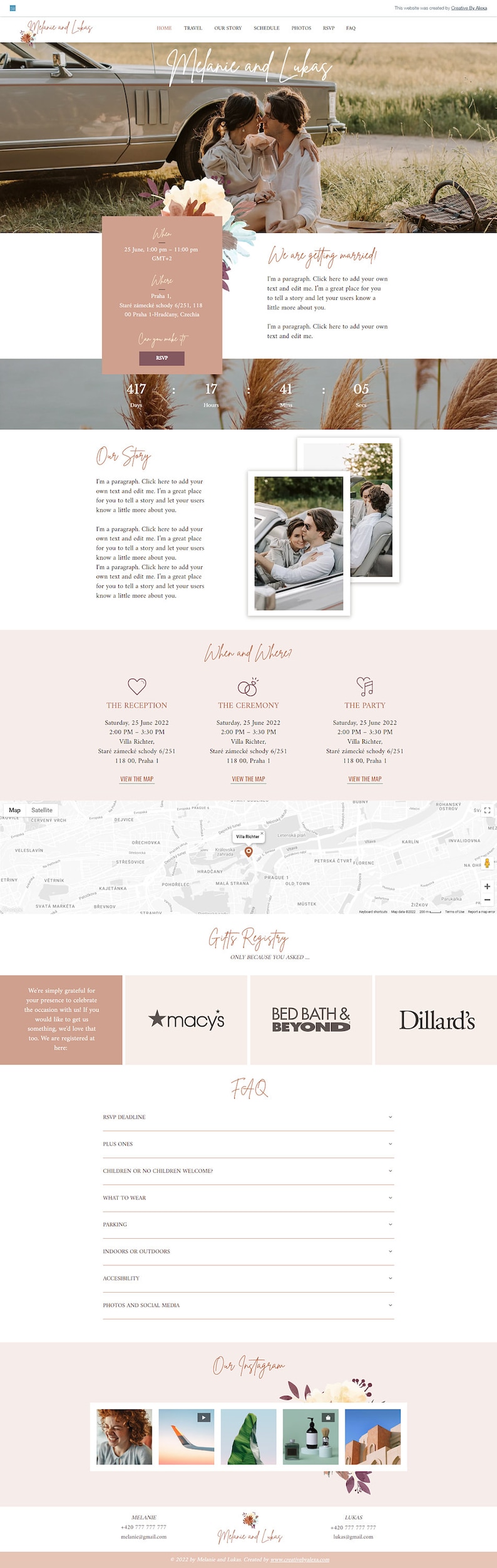 Elegant Wix Wedding Website Template | Customizable RSVP and Floral ...
