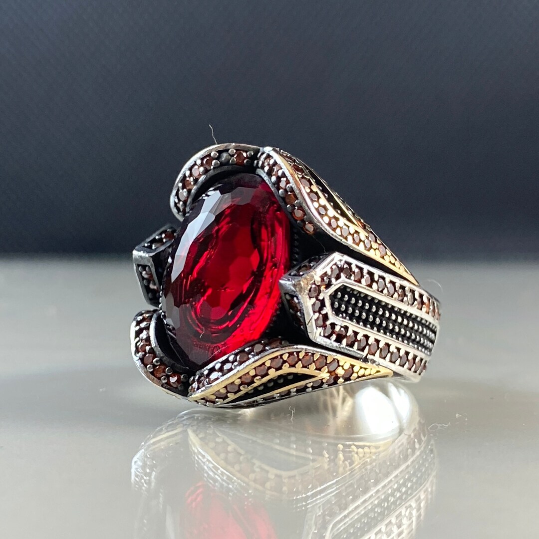 Ruby Gemstone Silver Men Ring Mens Handmade Red Ruby Silver - Etsy
