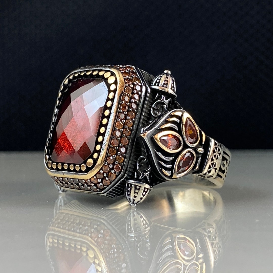 Ruby Rings for Men, Ruby Rings, Handmade Silver Ring, Turkish Handmade ...