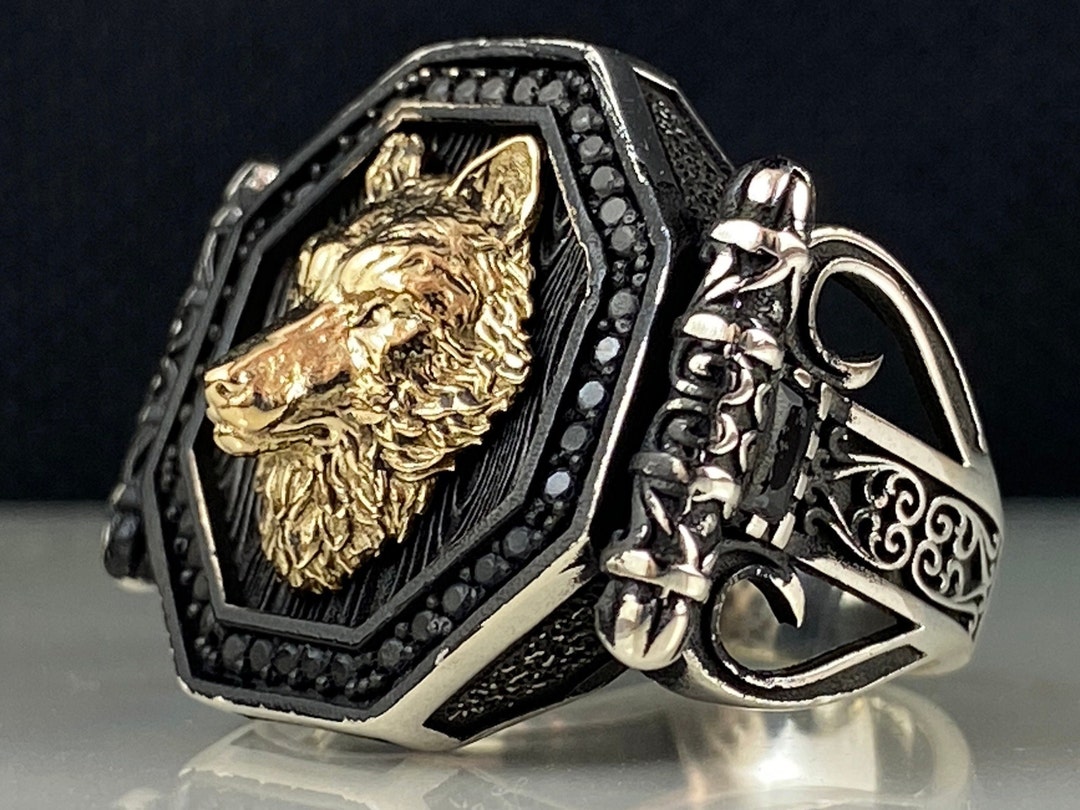 Wolf Silver Handmade Ring, 3D Wolf Animal Silver Ring, Animal Ring ...