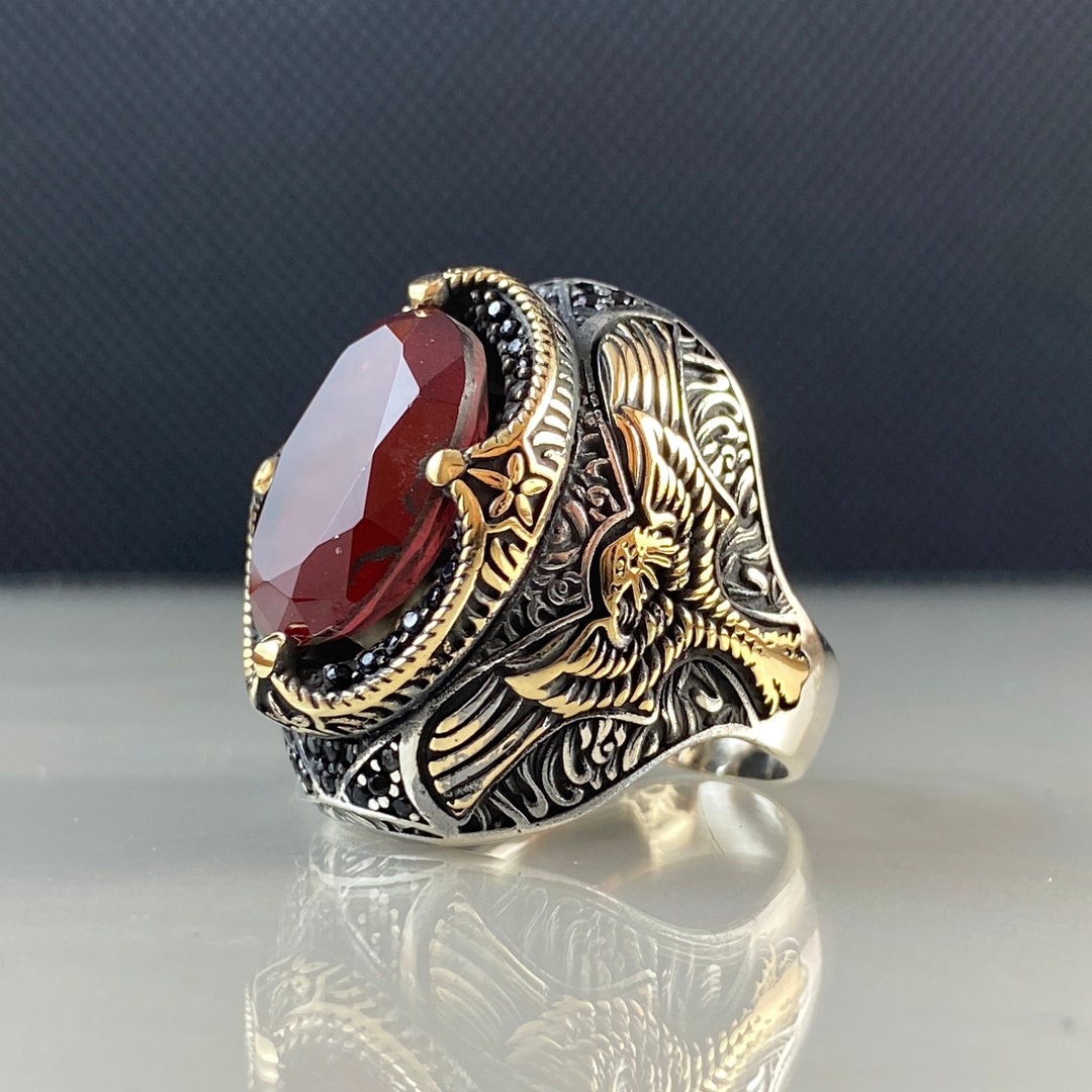 Natural Ruby Silver Ring for Men Mens Handmade Silver Ring - Etsy
