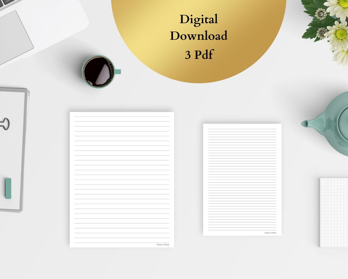Printable Lined Paper Lined Paper Bundle Wide Ruled Paper
