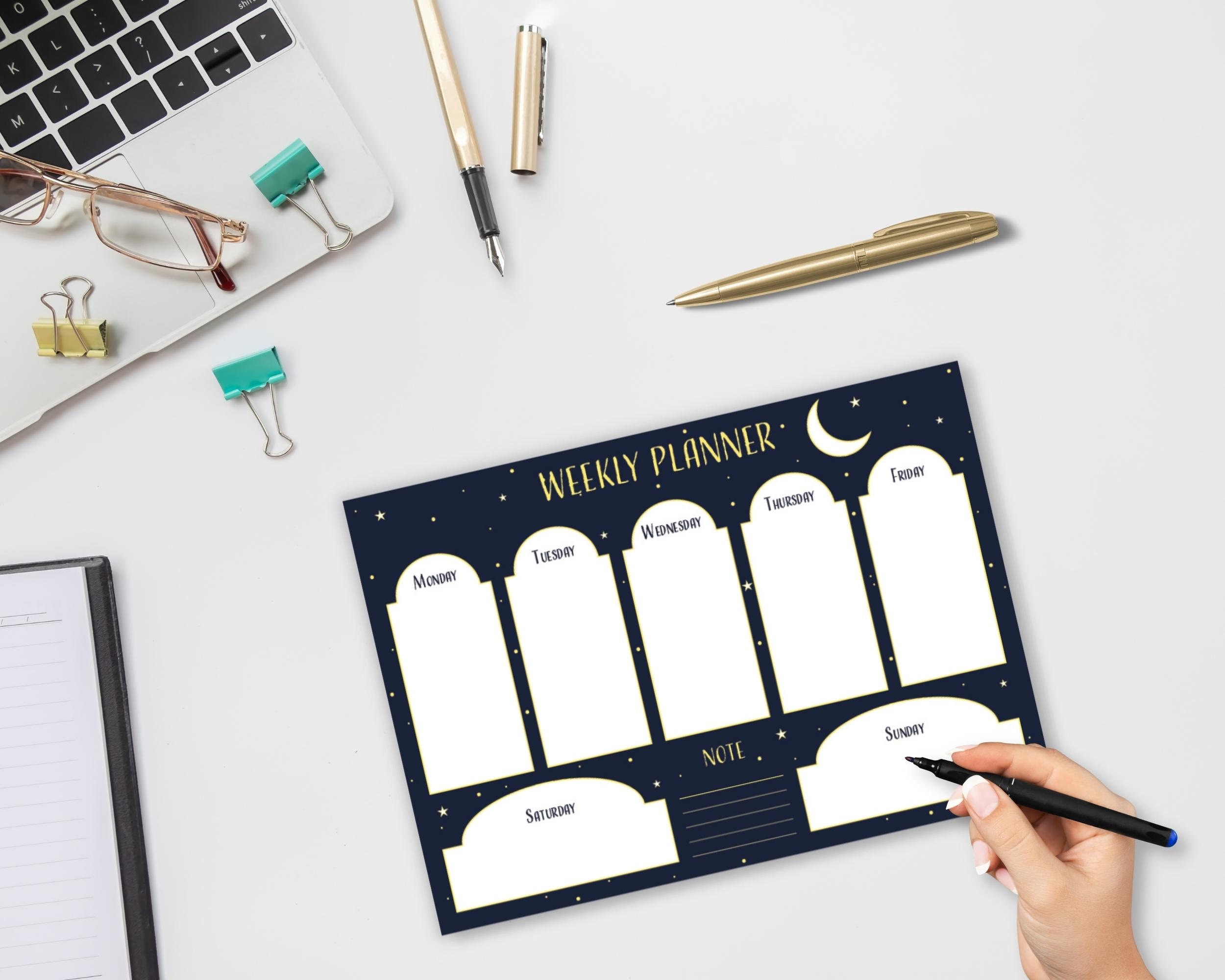 Midnight Weekly Planner / Printable Weekly Planner / Digital Weekly ...