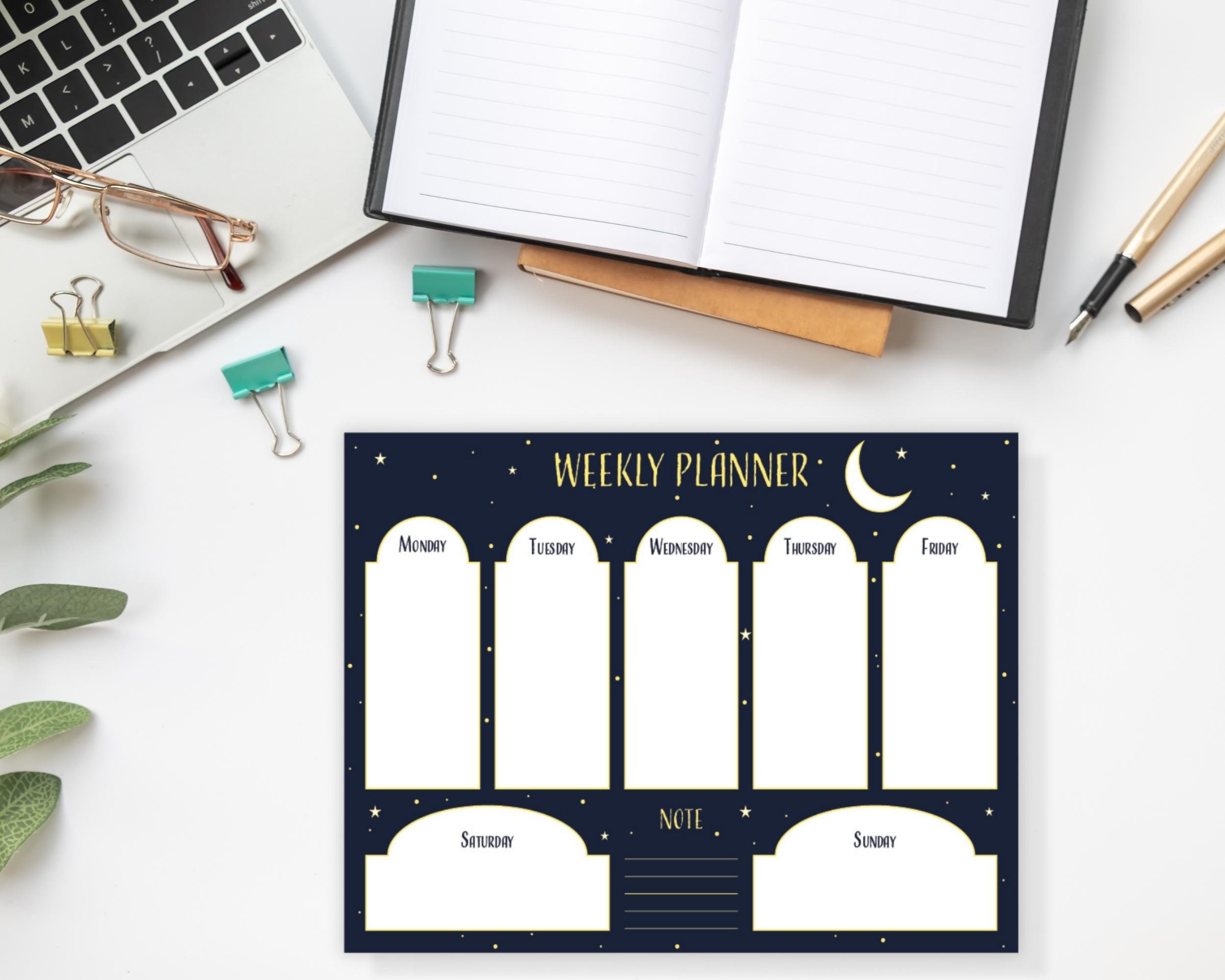 Midnight Weekly Planner / Printable Weekly Planner / Digital Weekly ...