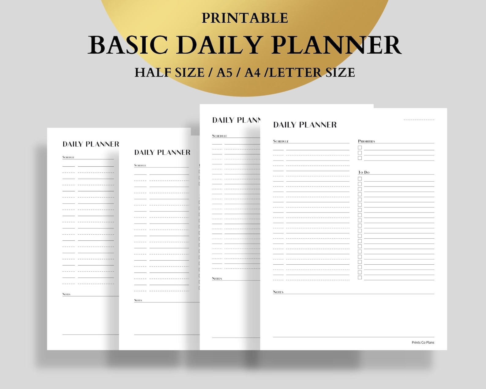 Basic Daily Planner Printable / Minimalist Daily Planner / Printable ...