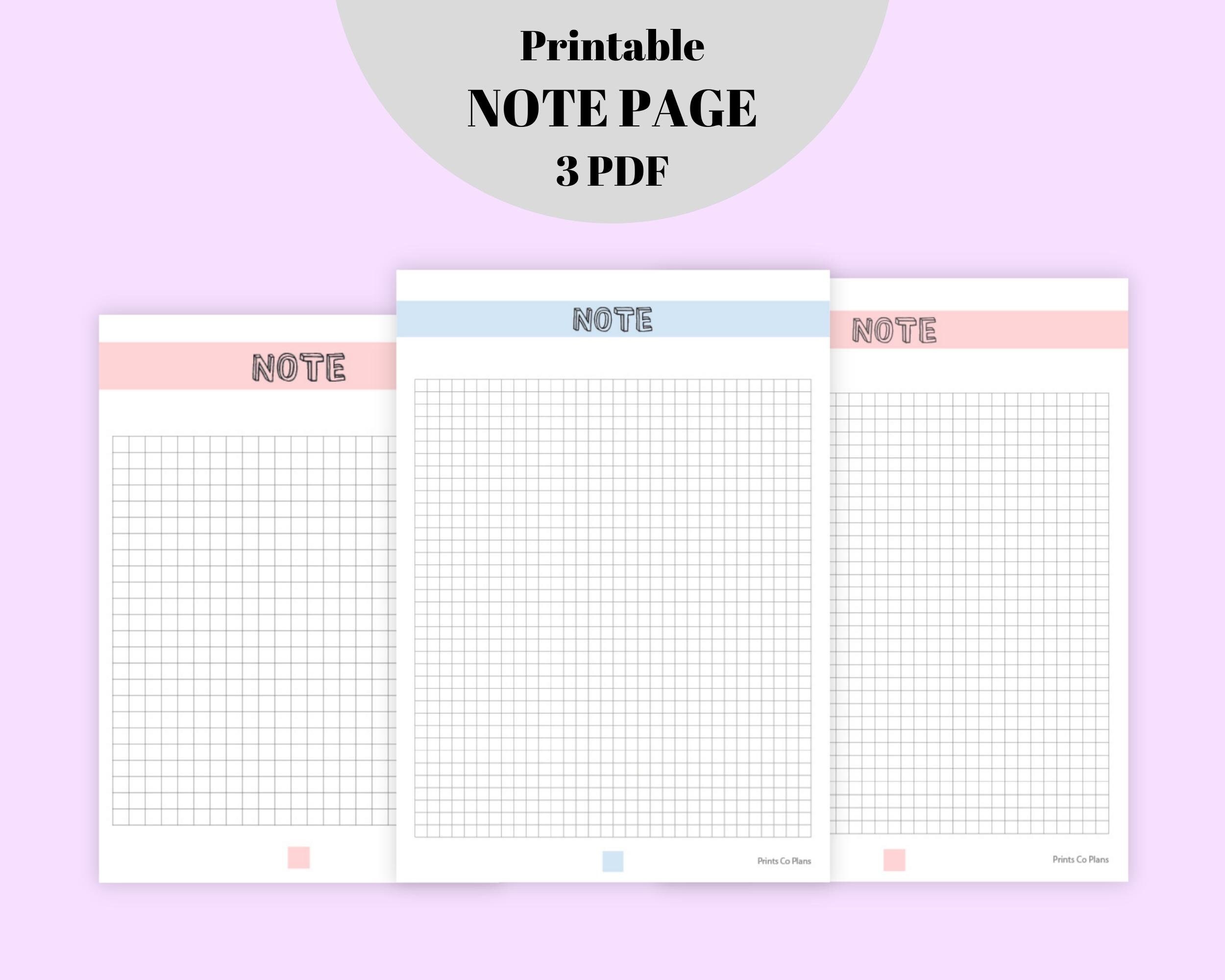 Printable Graph Paper / Digital Note Page / Printable Note - Etsy