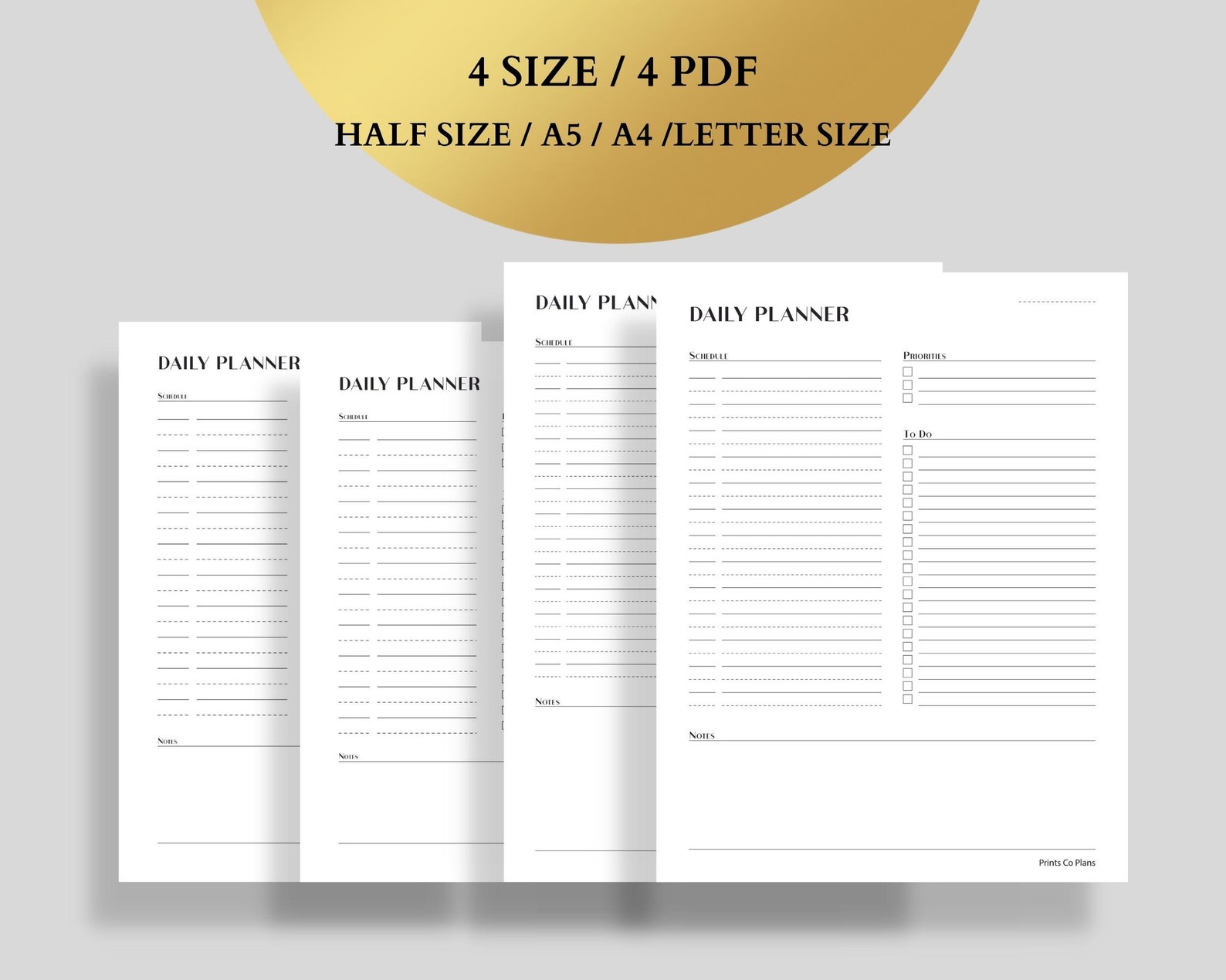 Basic Daily Planner Printable / Minimalist Daily Planner / Printable ...