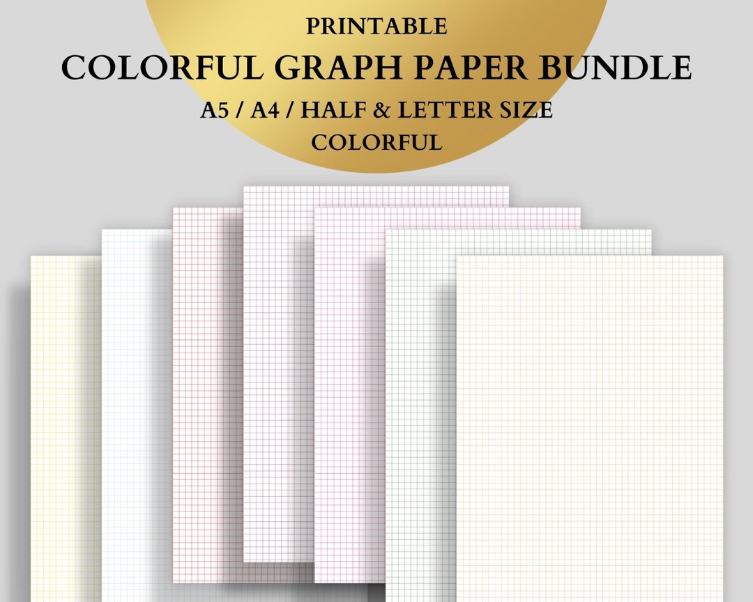 Colorful Graph Paper Bundle / Graph Grid Paper / Printable Graph Paper ...