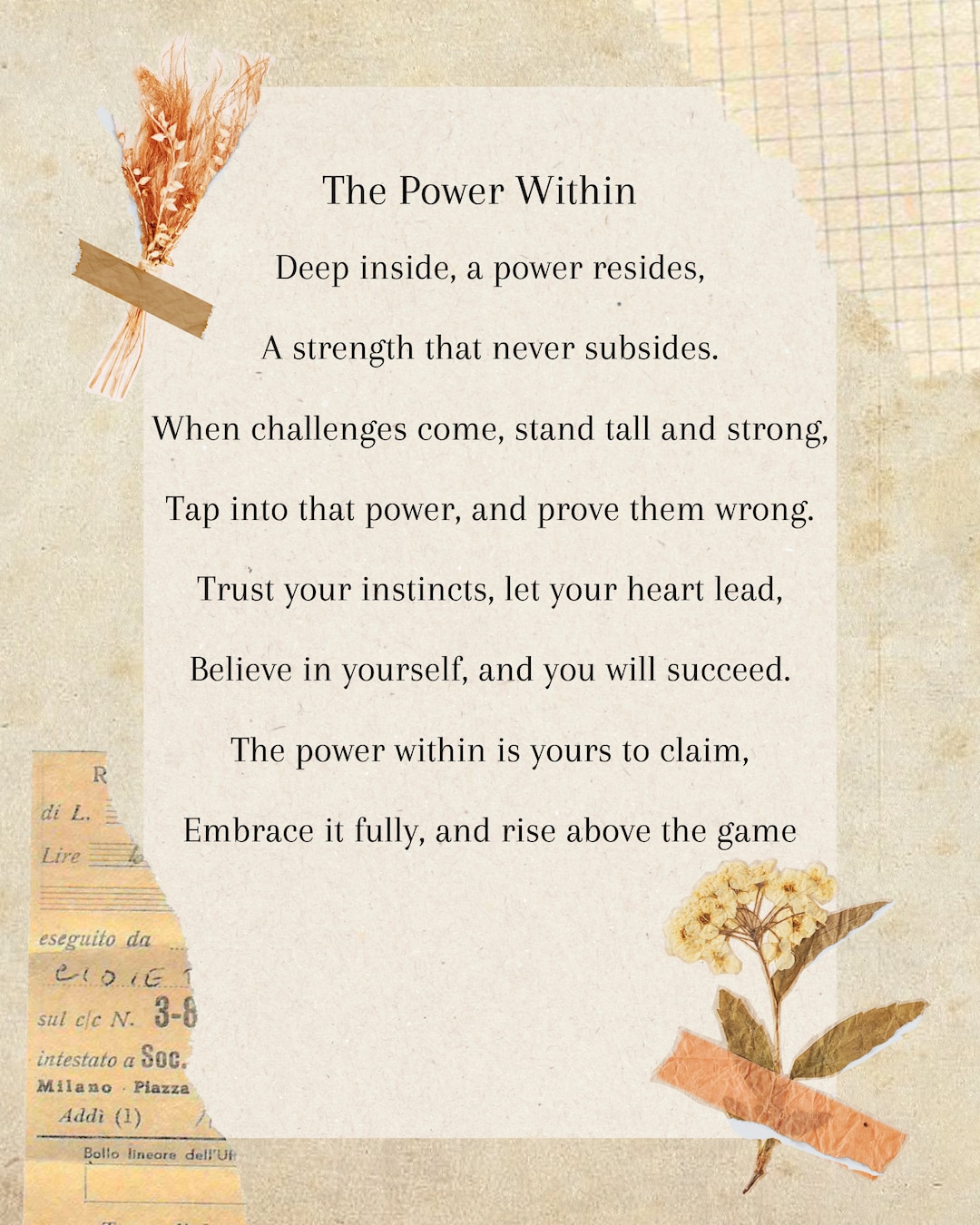 The Power Within Poem Digital Print - Etsy