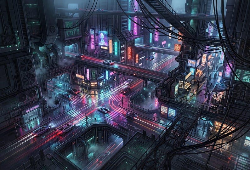 Buy Cyberpunk Warriors Desk Mat | Futuristic Cityscape Mousepad Online ...