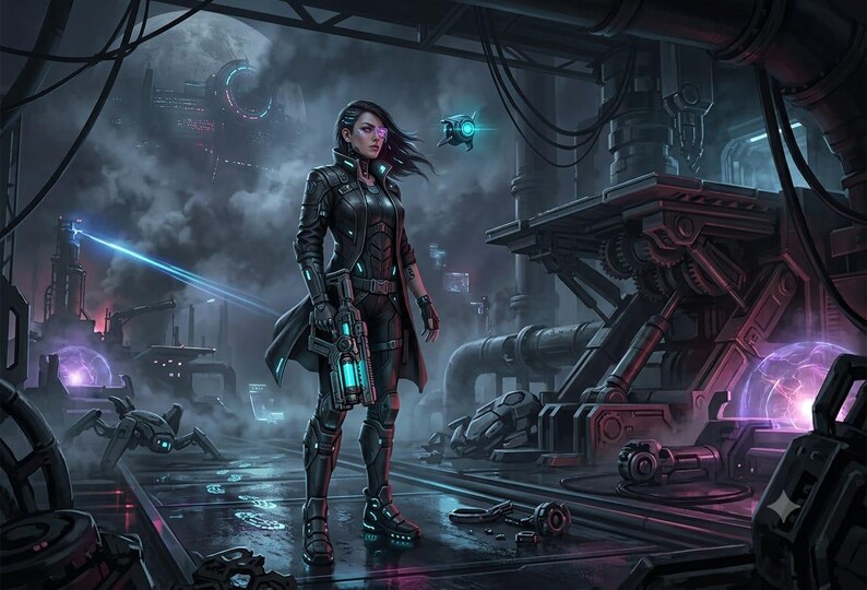 Buy Cyberpunk Warriors Desk Mat | Futuristic Cityscape Mousepad Online ...