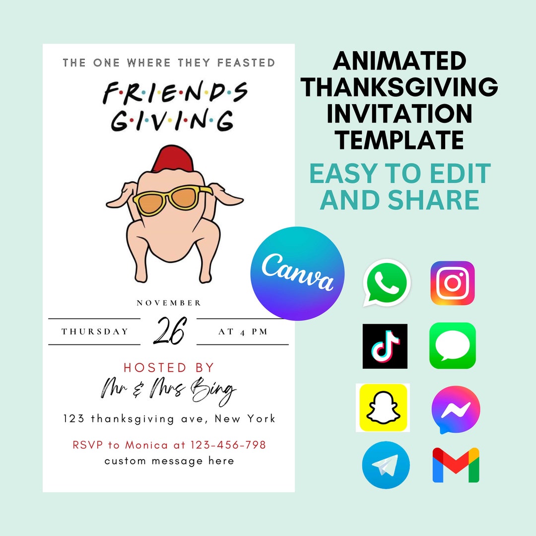 Friends Thanksgiving Invitation Friendsgiving Turkey Invite the One ...