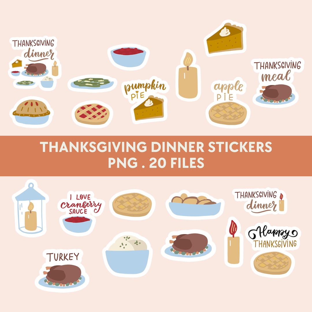 Thanksgiving Dinner Stickers PNG Download Thanksgiving - Etsy