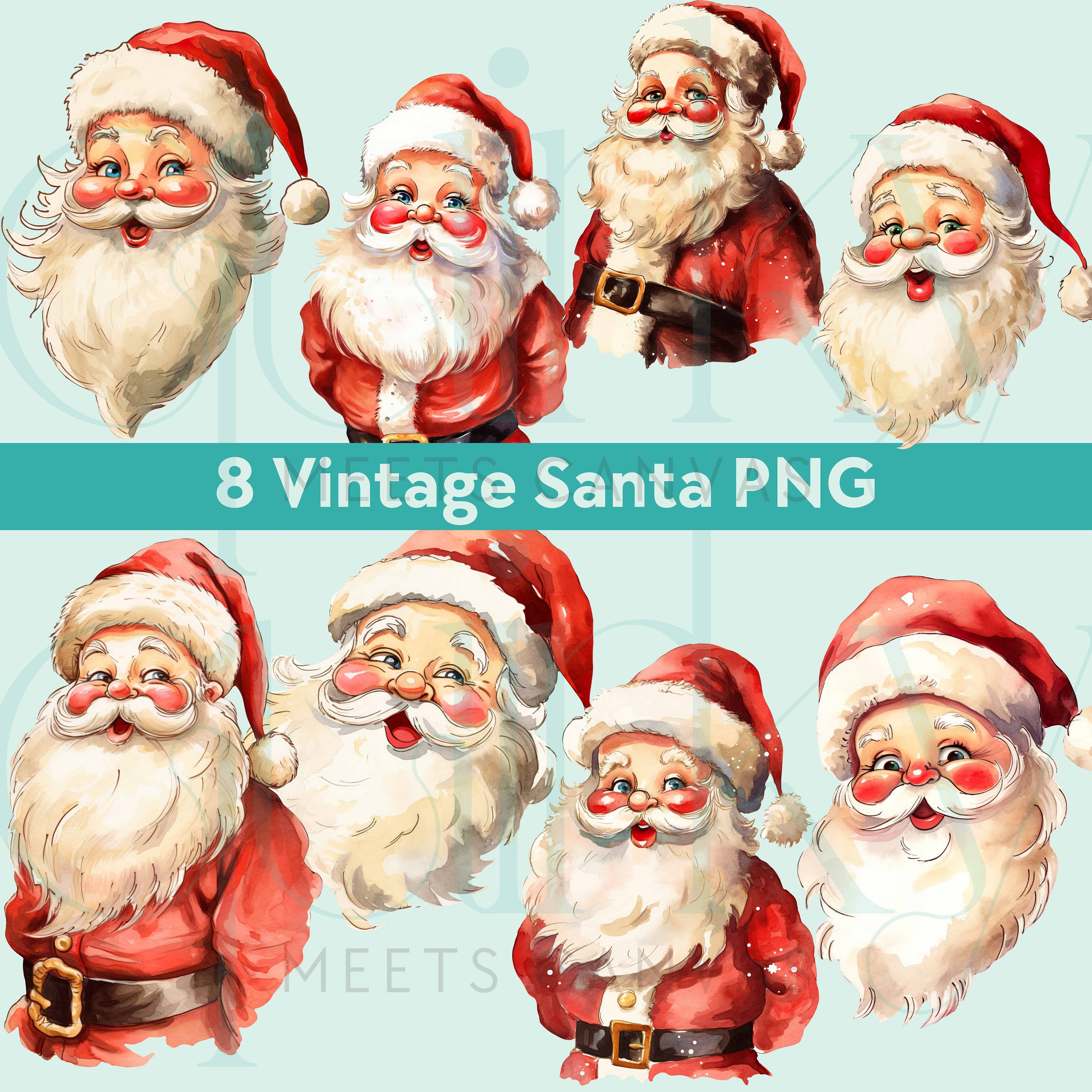 8 Retro Vintage Santa PNG Sublimation Download Vintage Christmas ...