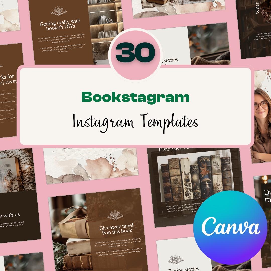 30 Bookstagram Canva Templates | Editable Instagram Templates for Book ...