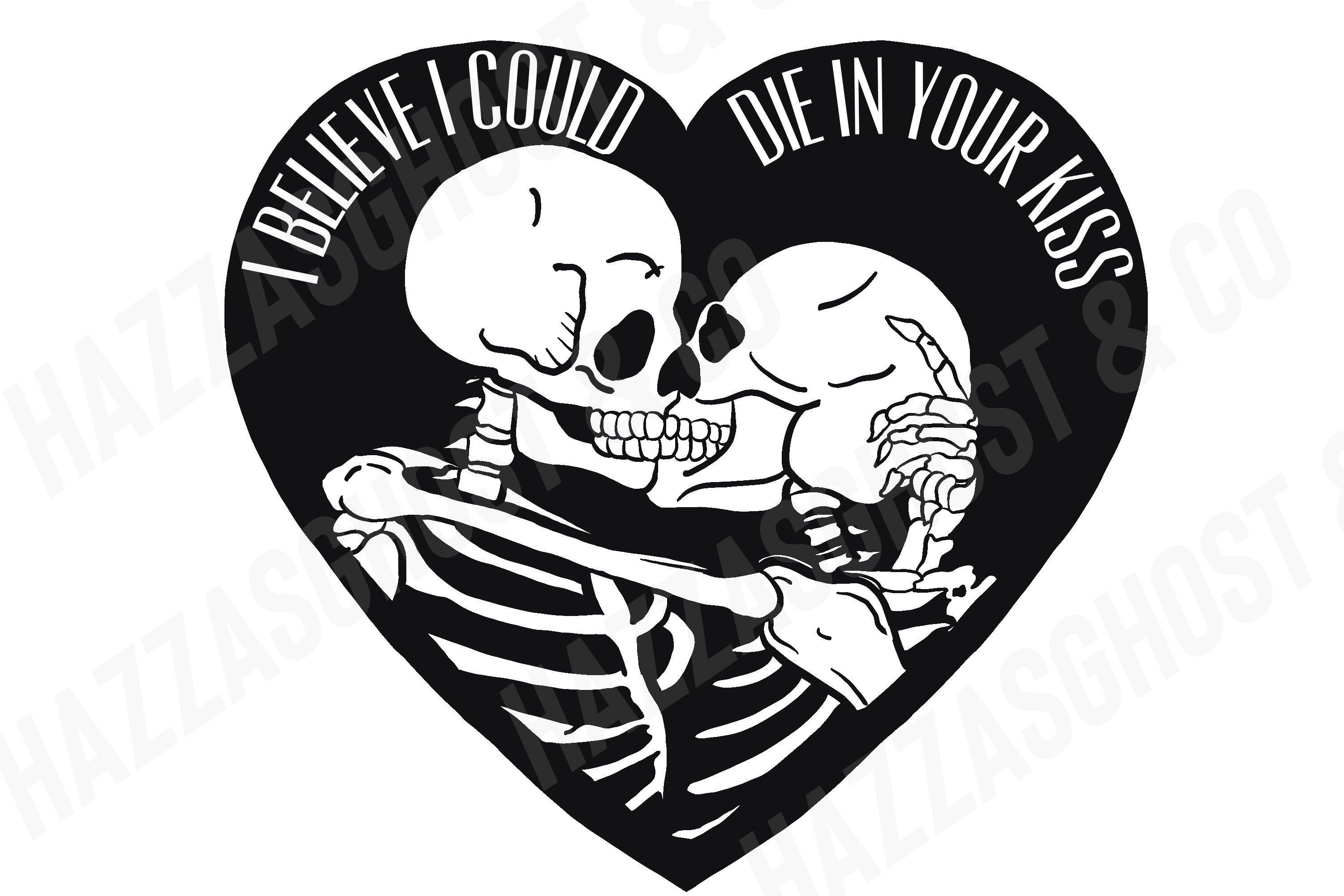 Skeleton Kiss Sticker - Etsy