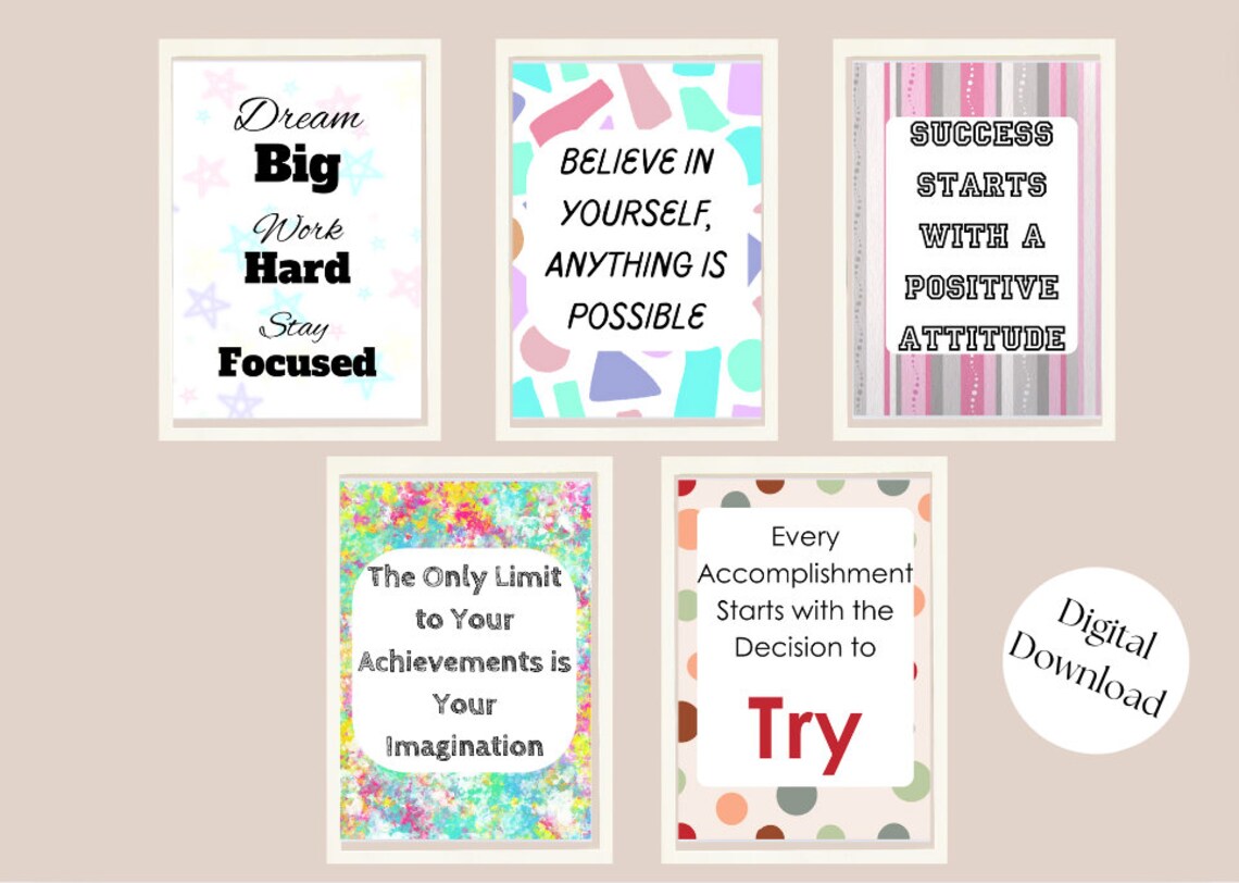 10 Motivational Classroom Posters. Digital Download Posters for ...