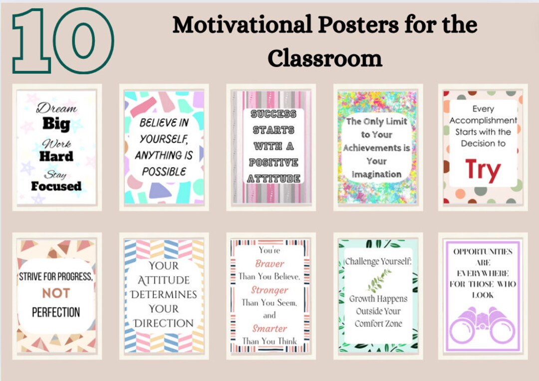 10 Motivational Classroom Posters. Digital Download Posters for ...