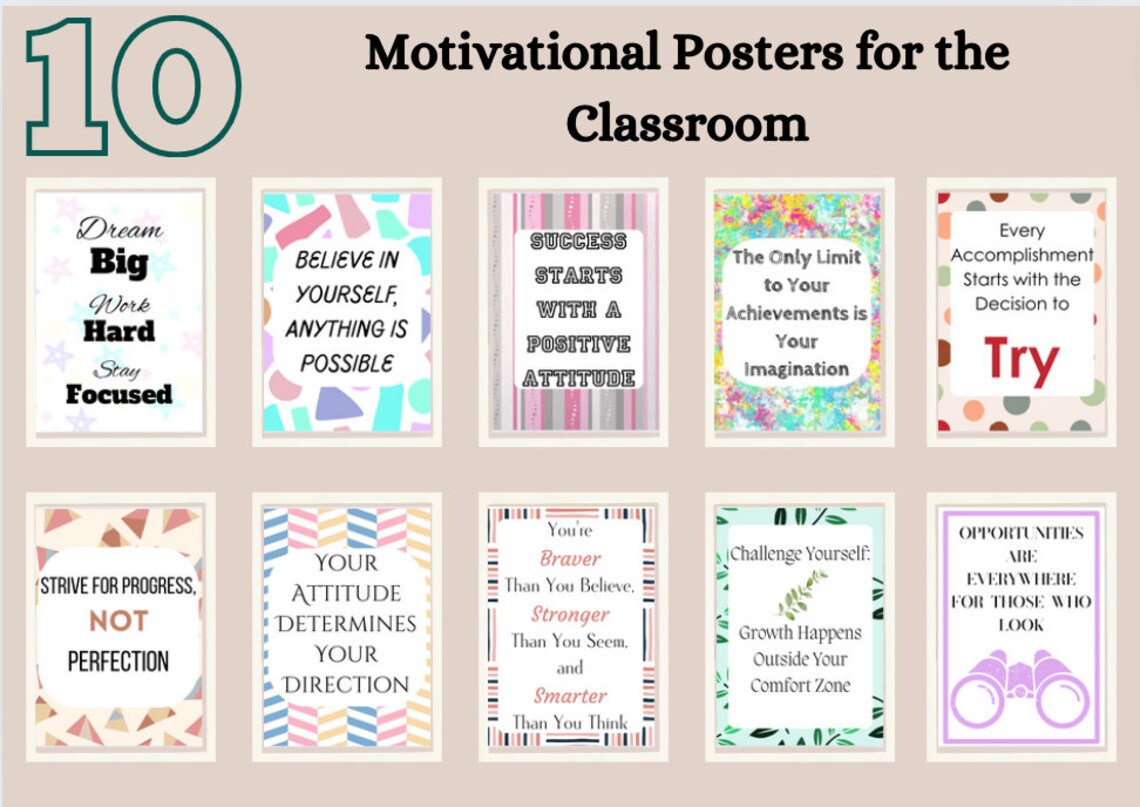 10 Motivational Classroom Posters. Digital Download Posters for ...