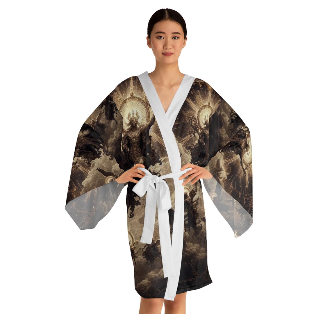 Long Sleeve Kimono Robe AOP Ornate Baroque Angelic Artwork Dramatic ...