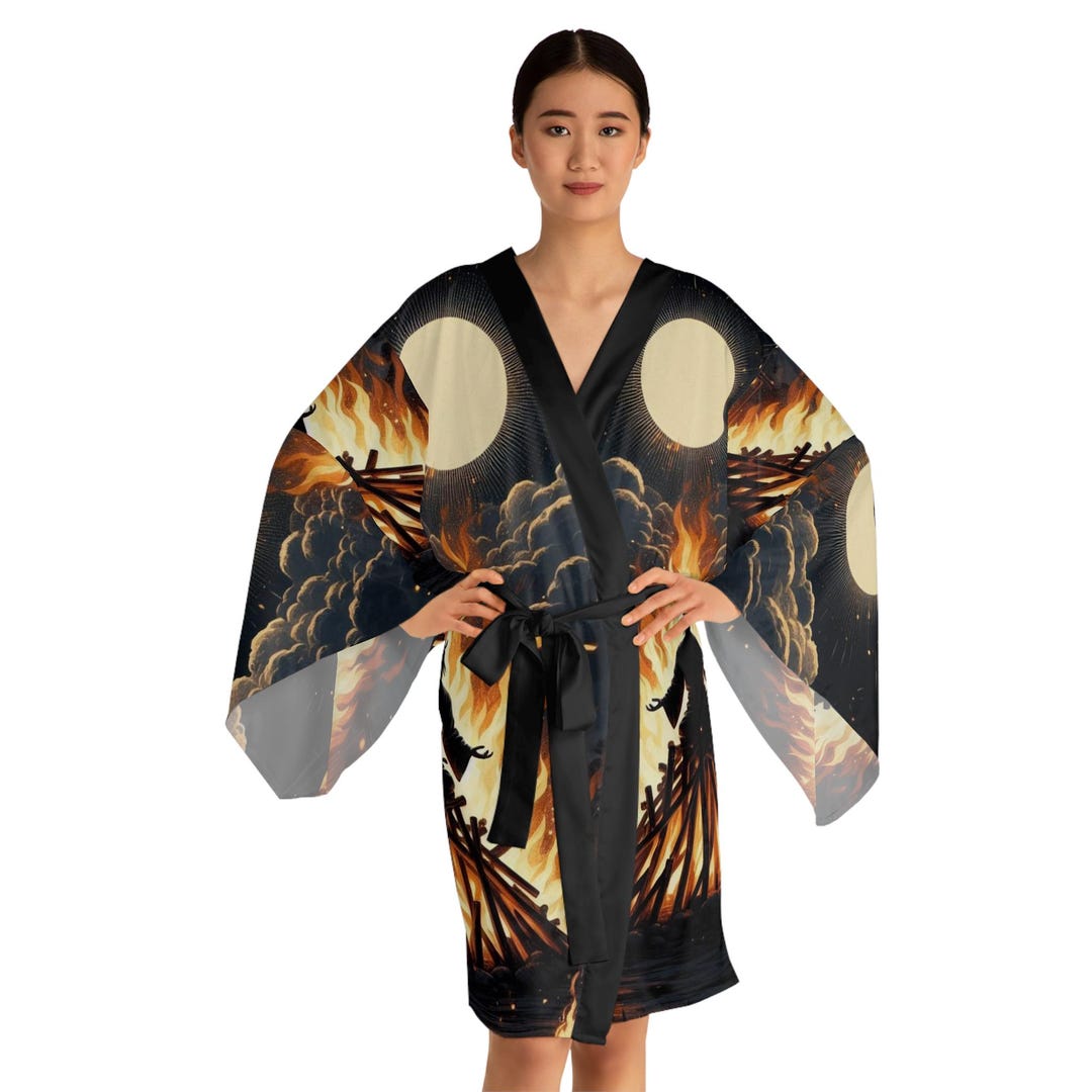 Kimono Robe, Ghostly Pattern, Spooky Halloween Costume, Ethereal Kimono ...