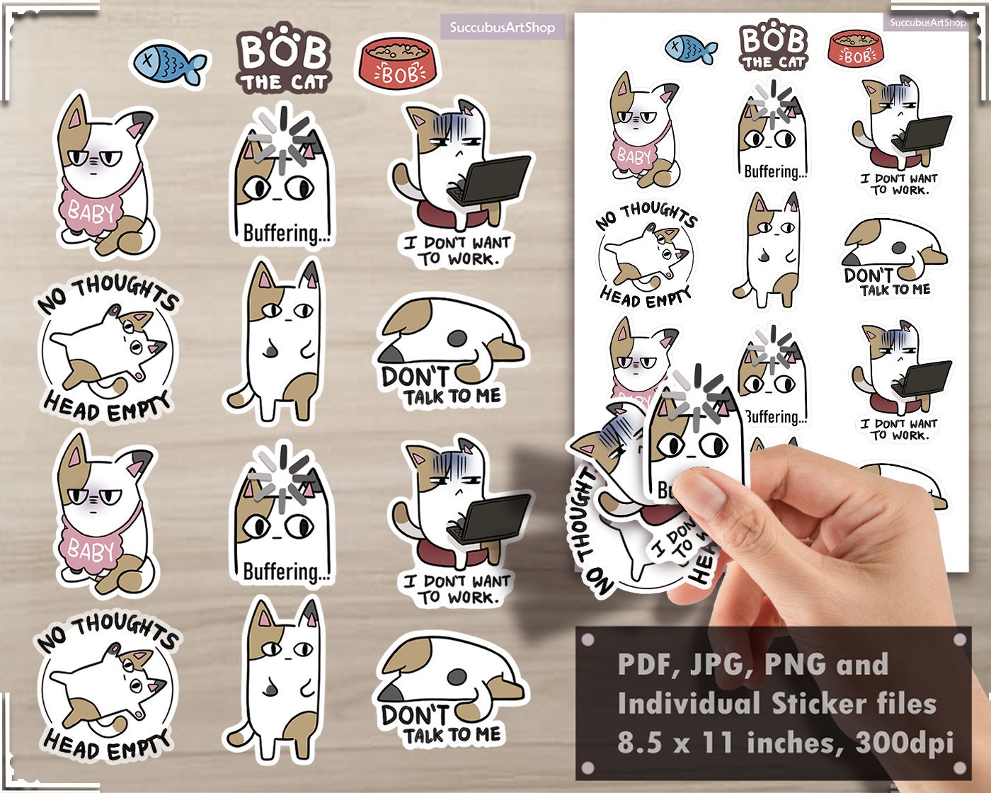 Grumpy Cat Printable Stickers | Digital Stickers | Goodnotes | Planner ...