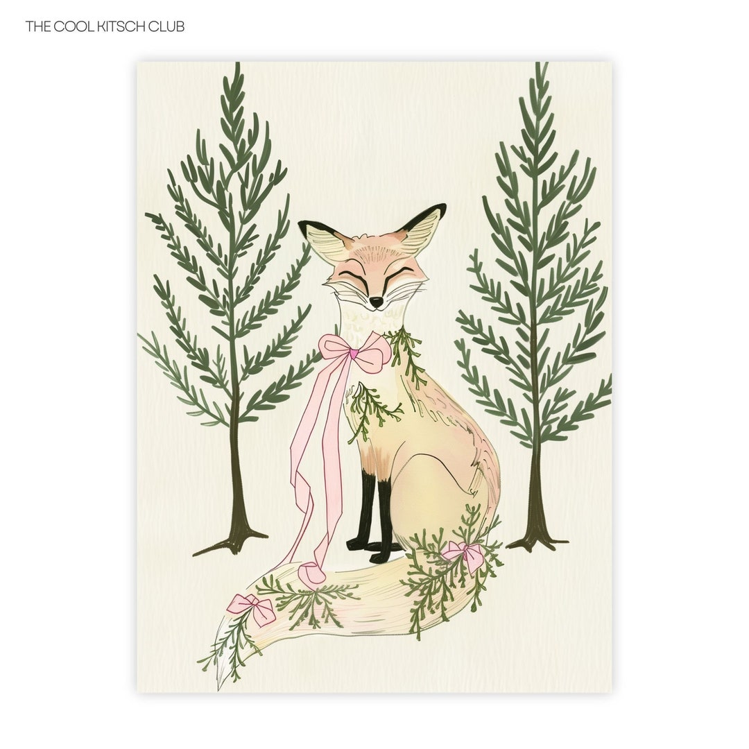 Coquette Forest Fox Poster PNG Preppy Coquette Animal Wall Art Coquette ...